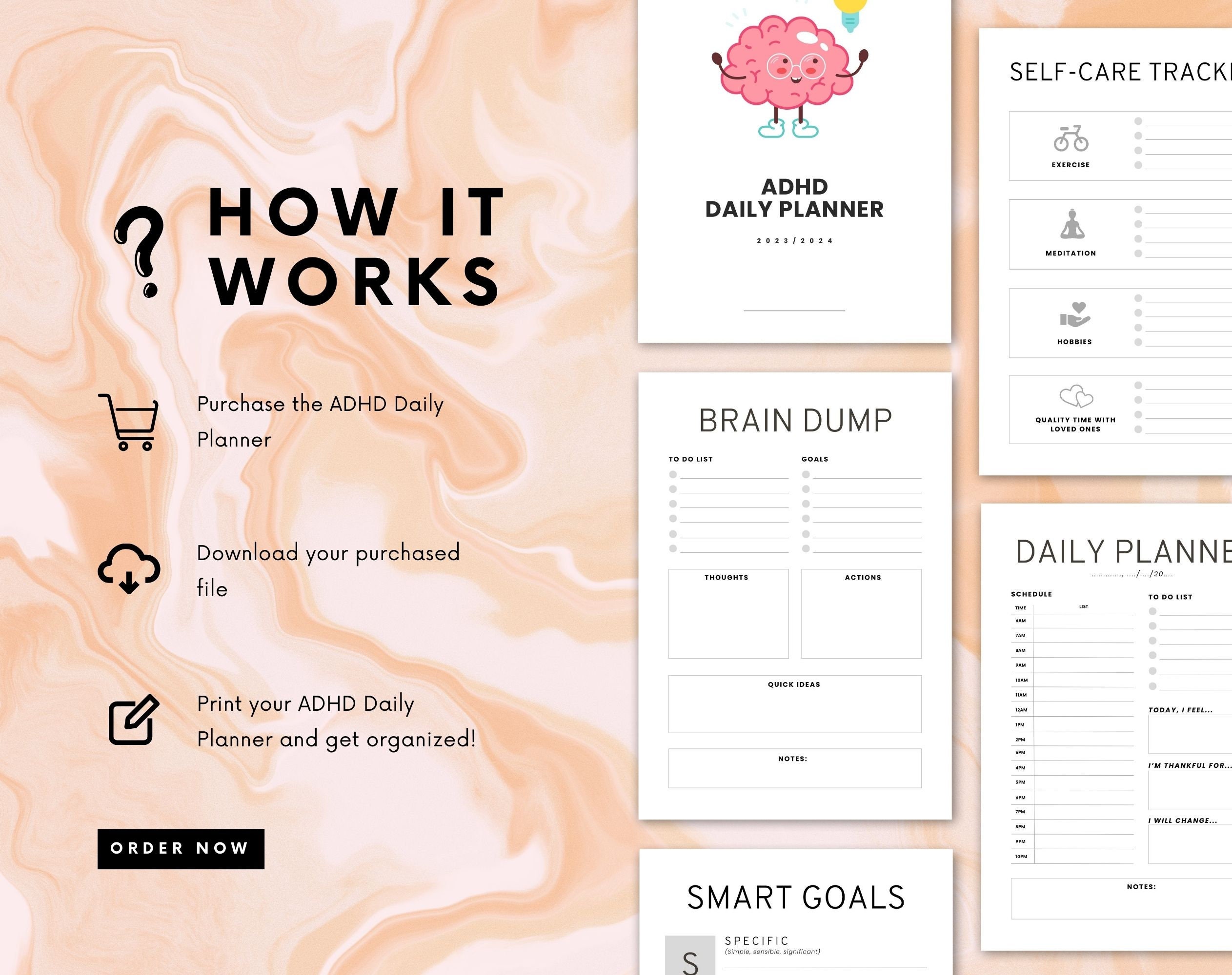 ADHD Printable Digital Planner for Adult | Checklist Productivity Life ...