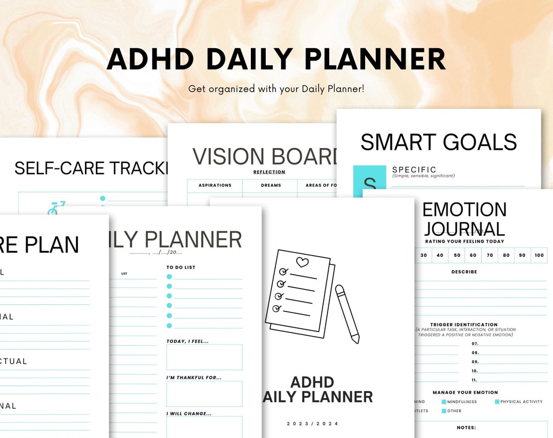 ADHD Printable Digital Planner for Adult | Checklist Productivity Life ...