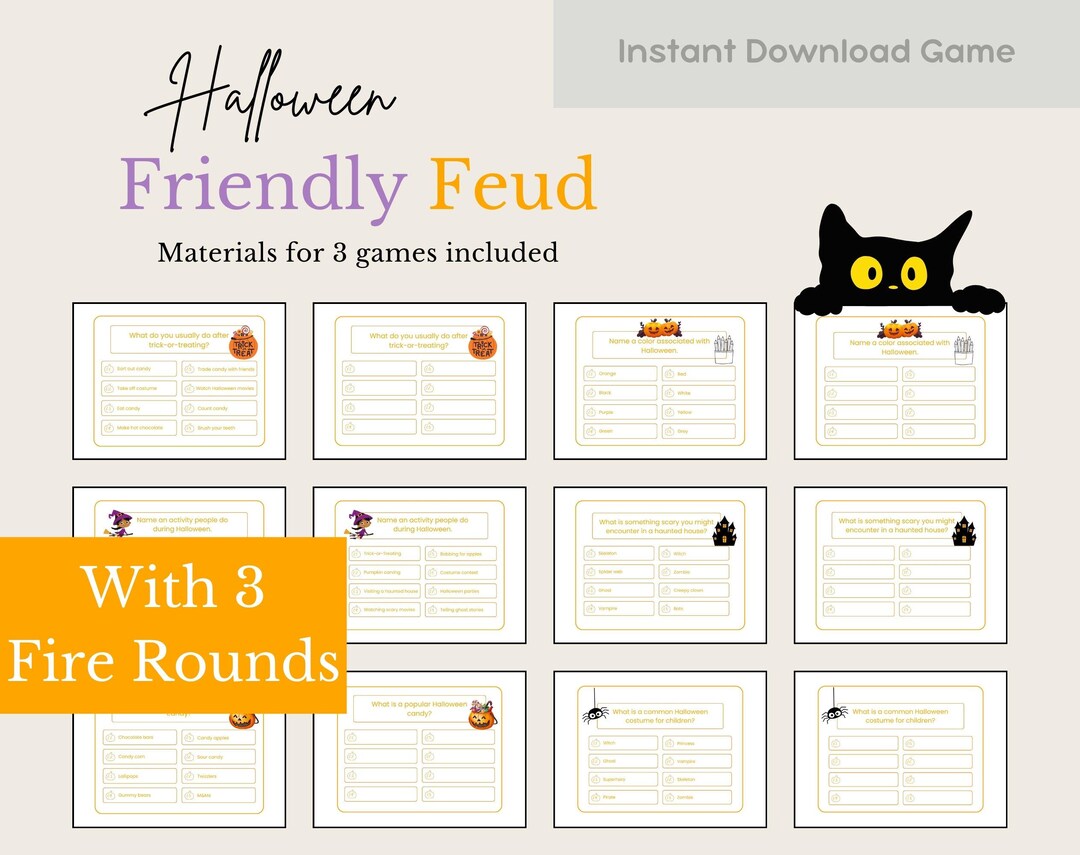 Halloween Family Feud Game Group Games for Family Reunions, Teens, and ...