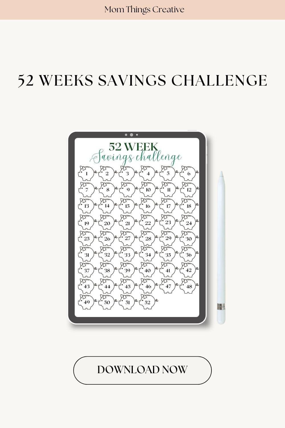 52 Weeks Savings Challenge Printable - Etsy