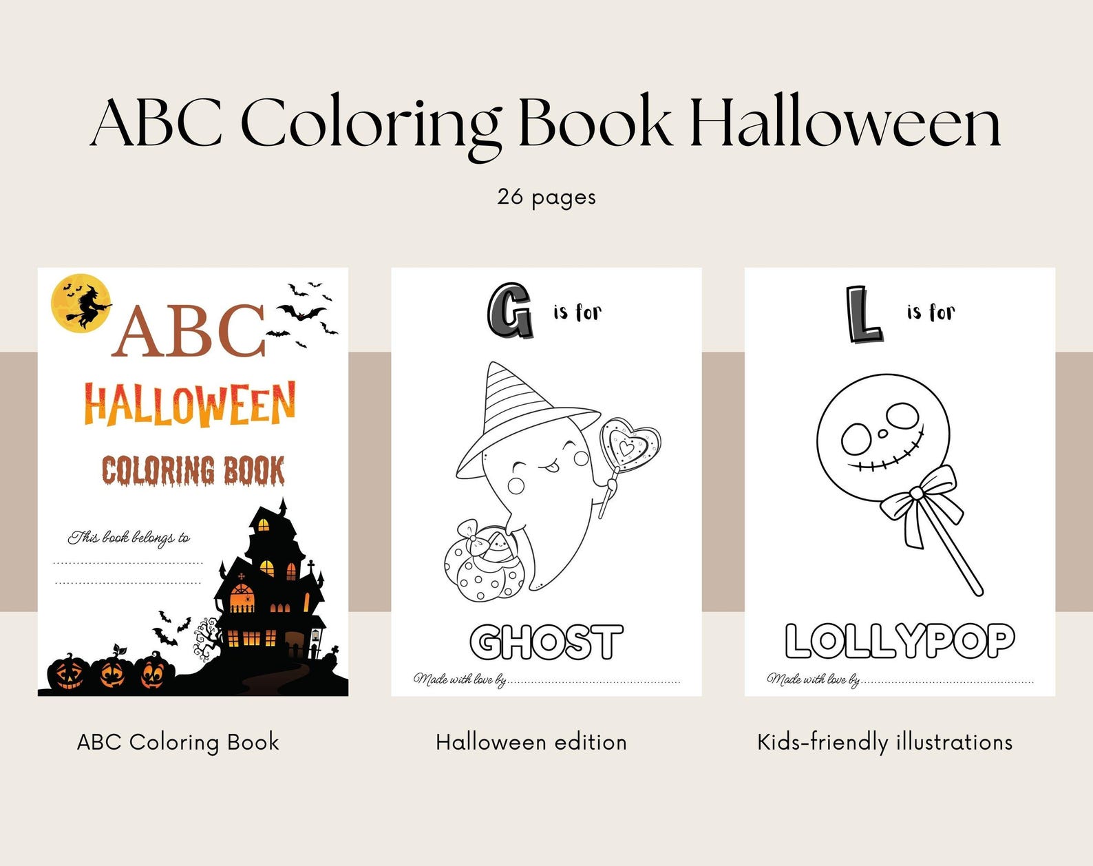 Halloween ABC Coloring Book Printable Kids Activity Alphabet Coloring ...