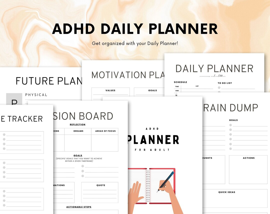 ADHD Printable Digital Planner for Adult | Checklist Productivity Life ...