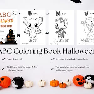 Halloween ABC Coloring Book Printable Kids Activity Alphabet Coloring ...