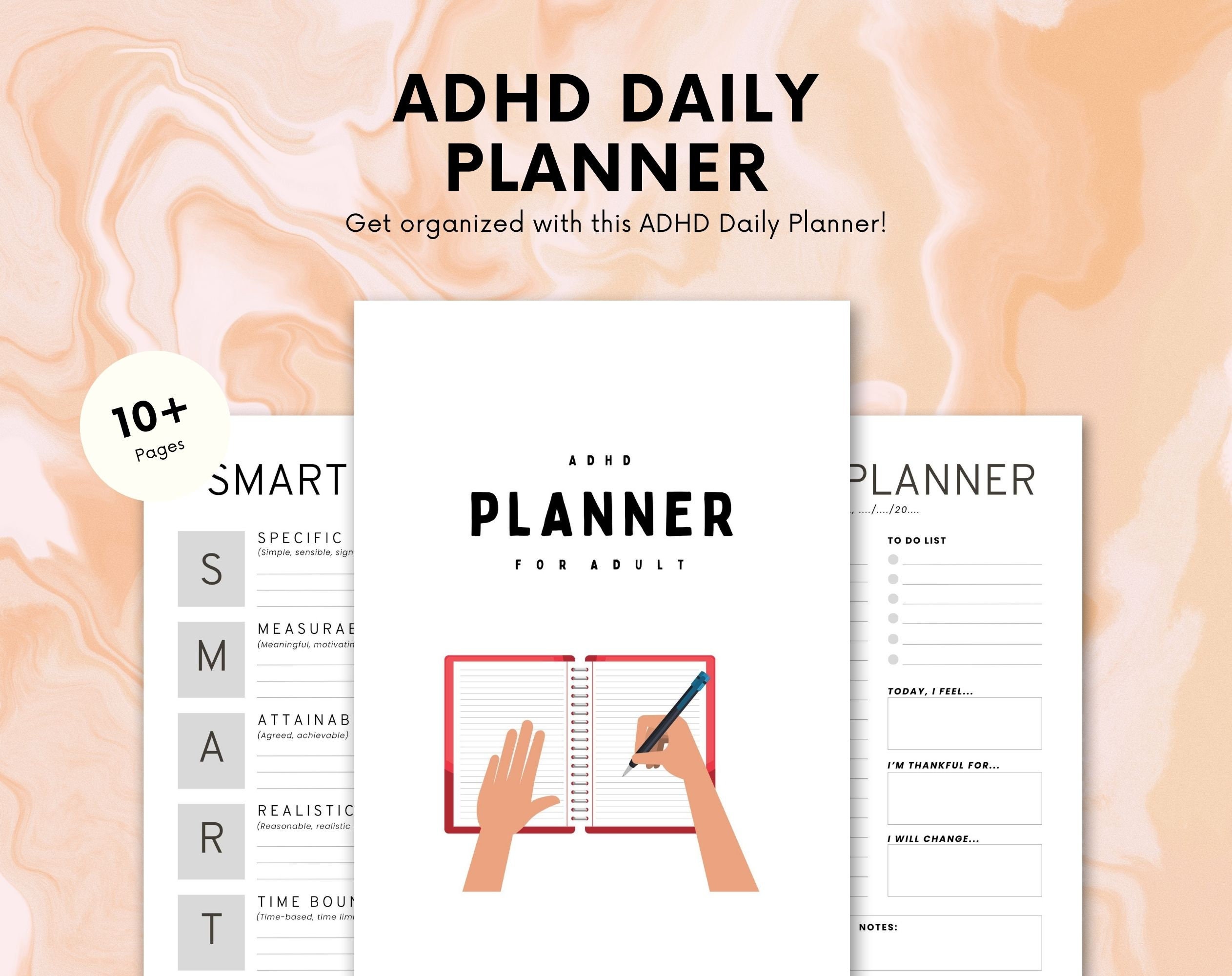 ADHD Printable Digital Planner for Adult Checklist Productivity Life ...