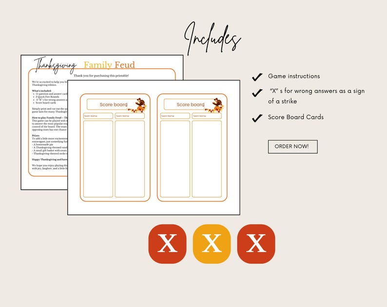 Thanksgiving Friendly Feud Printable Thanksgiving Family Feud Game Fun ...