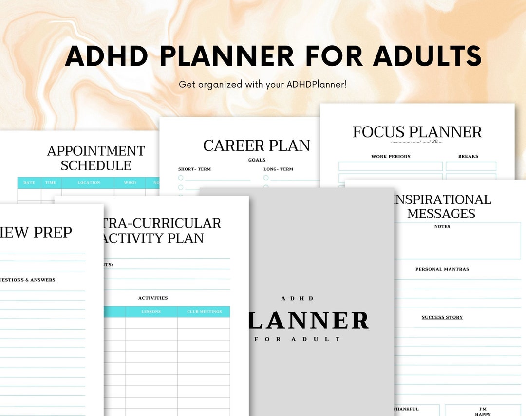 ADHD Printable Digital Planner for Adult | Checklist Productivity Life ...