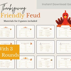 Thanksgiving Friendly Feud Printable Thanksgiving Family Feud Game Fun ...