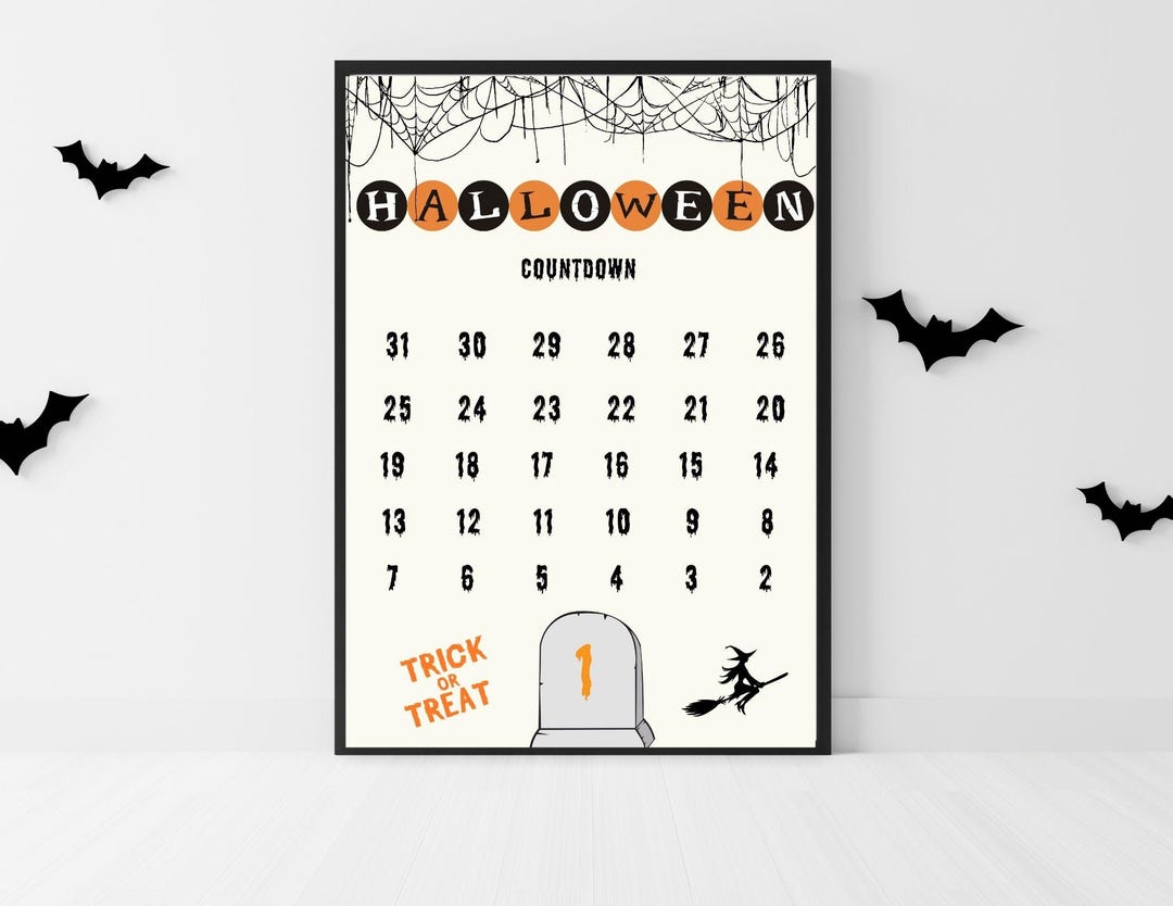 Spooky Halloween Countdown Printable Kids Countdown Calendar Halloween ...