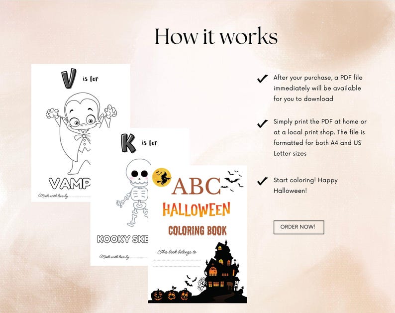 Halloween ABC Coloring Book Printable Kids Activity Alphabet Coloring ...