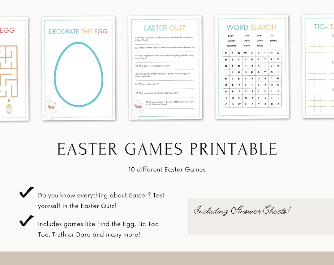 Easter Games Printable, for Kids, Easter Activities, Printable Games ...