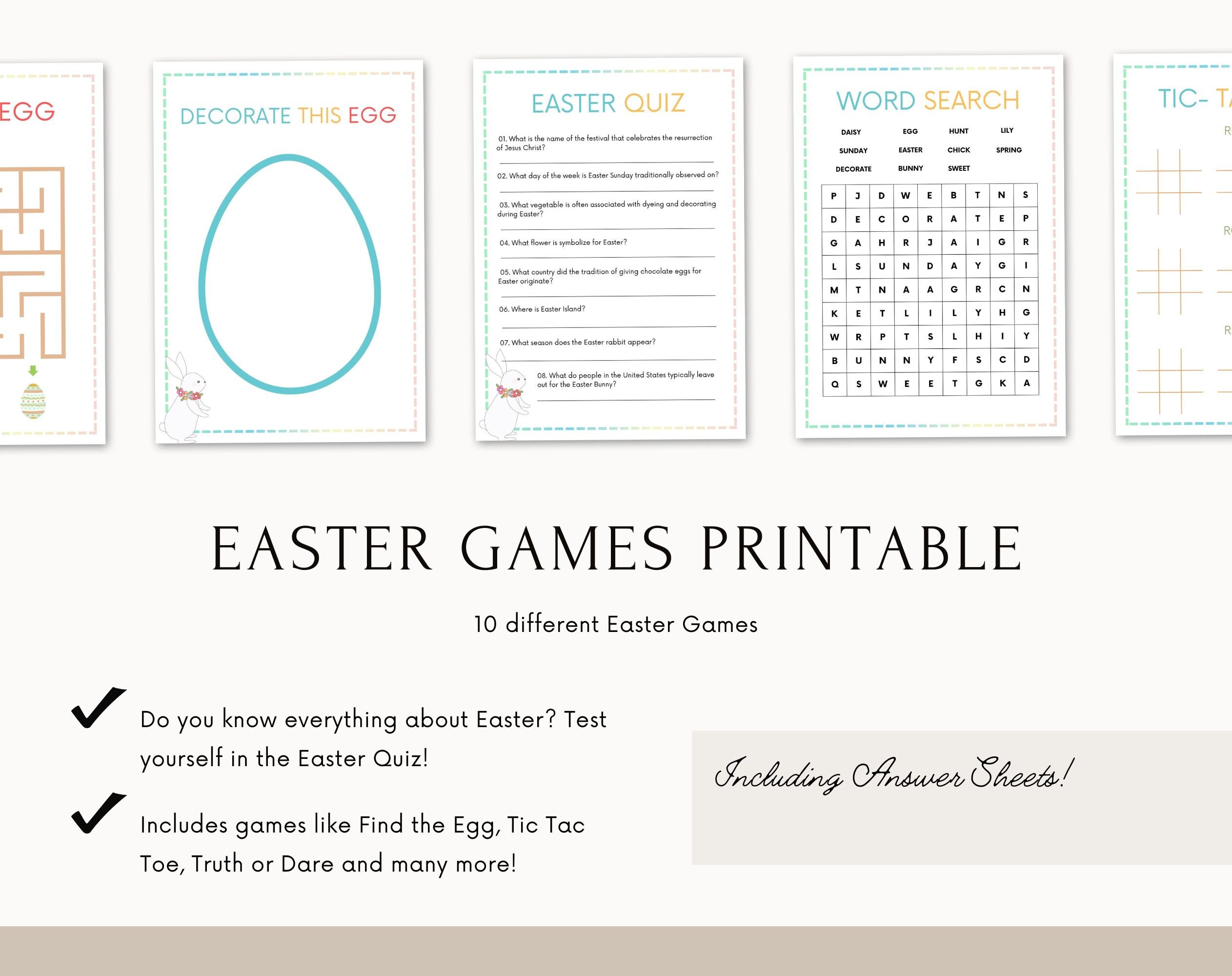Easter Games Printable, for Kids, Easter Activities, Printable Games ...