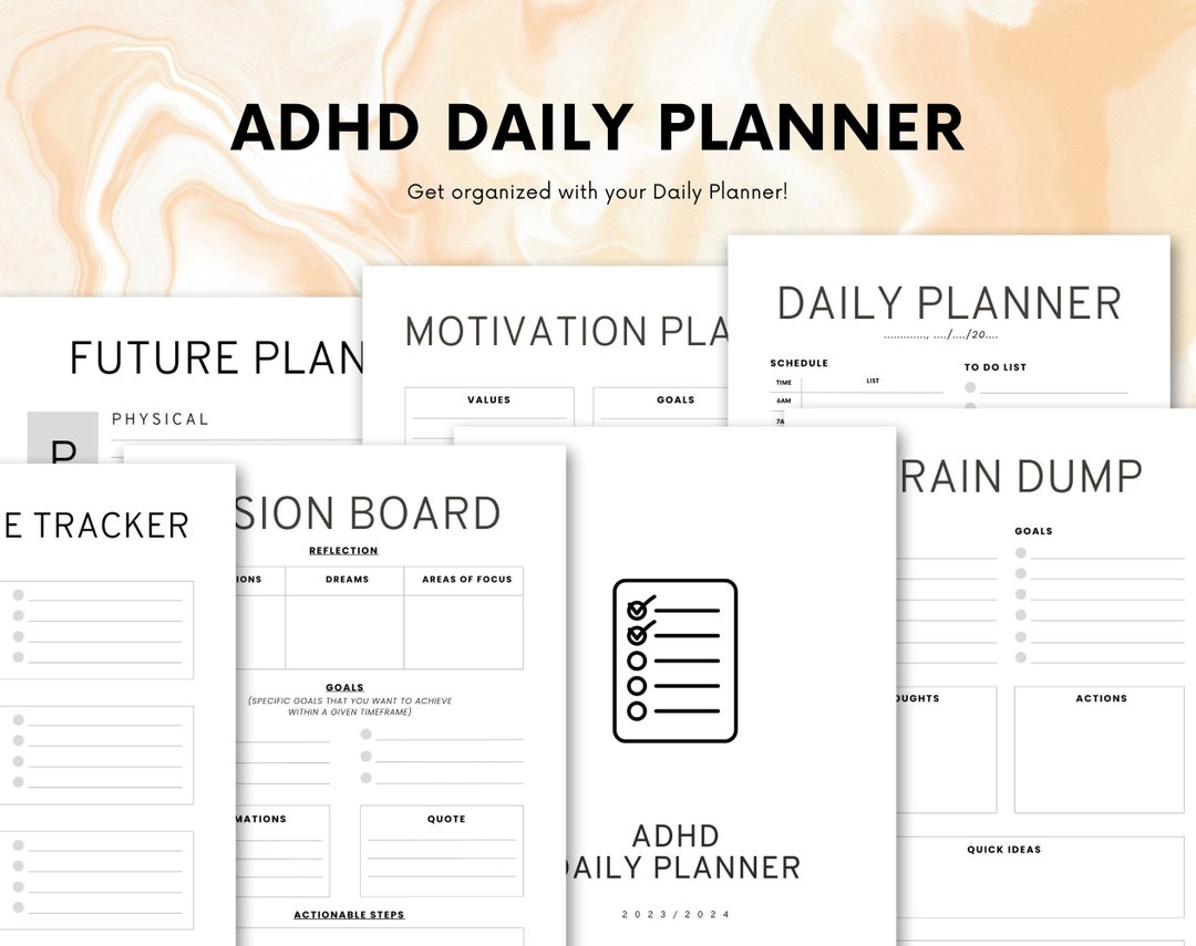 ADHD Printable Digital Planner for Adult | Checklist Productivity Life ...