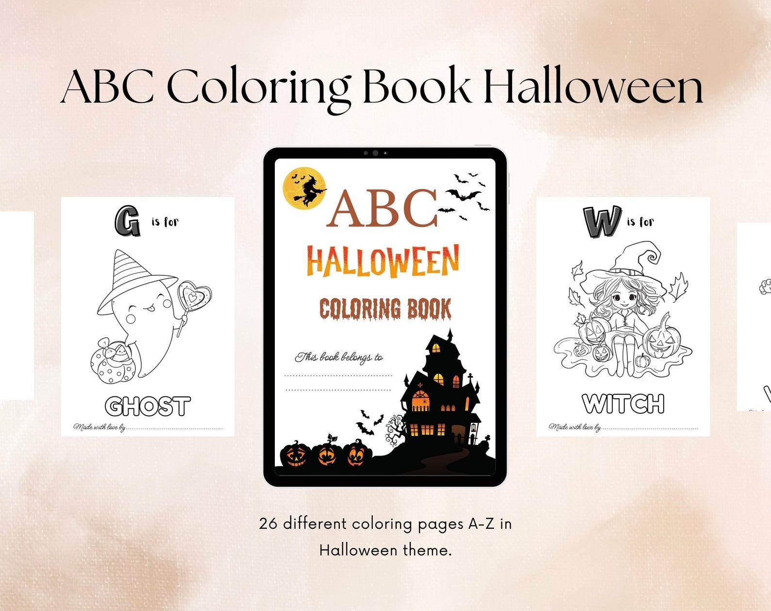 Halloween ABC Coloring Book Printable Kids Activity Alphabet Coloring ...