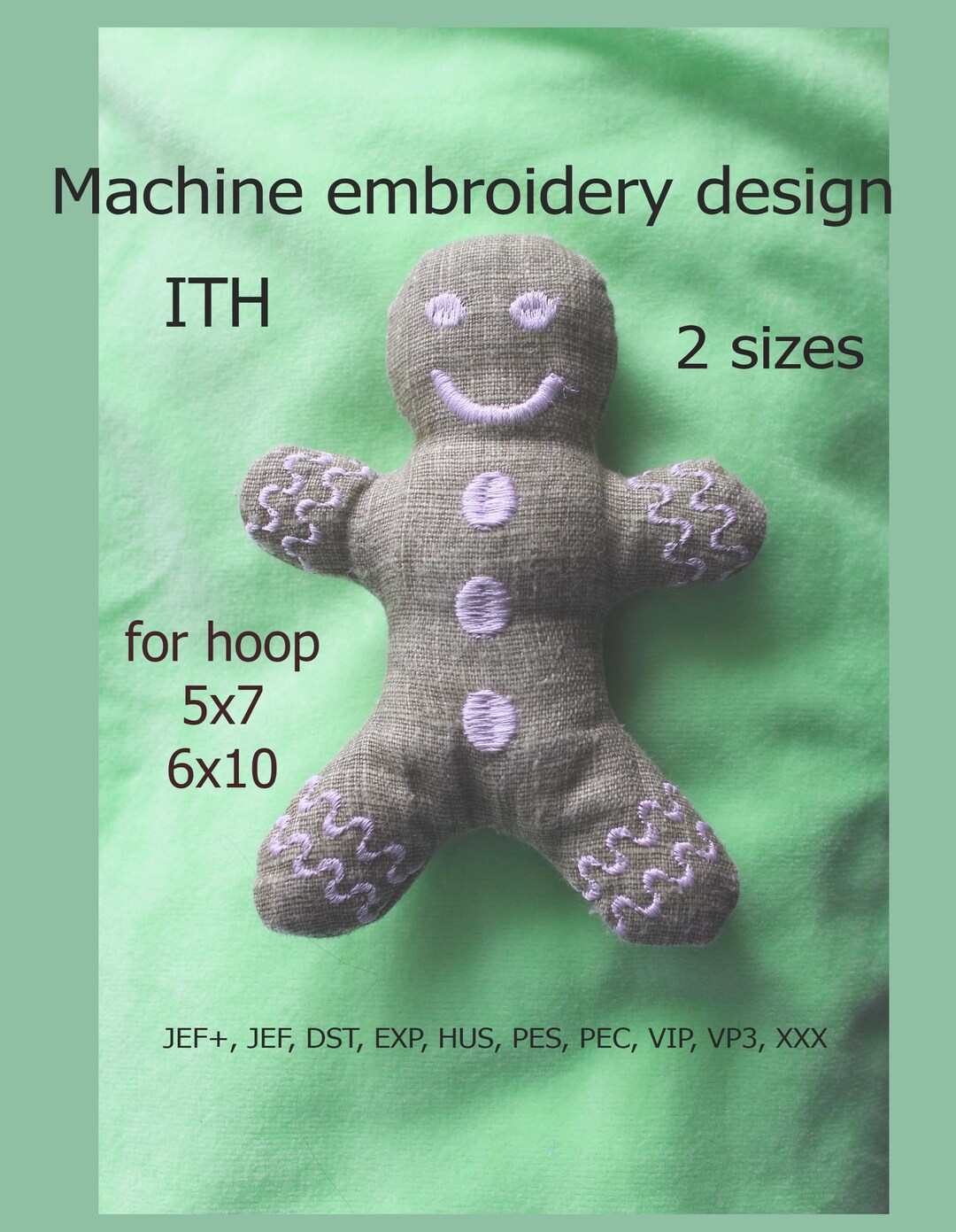In the Hoop Gingerbread Man Machine Embroidery Design ITH Project for ...