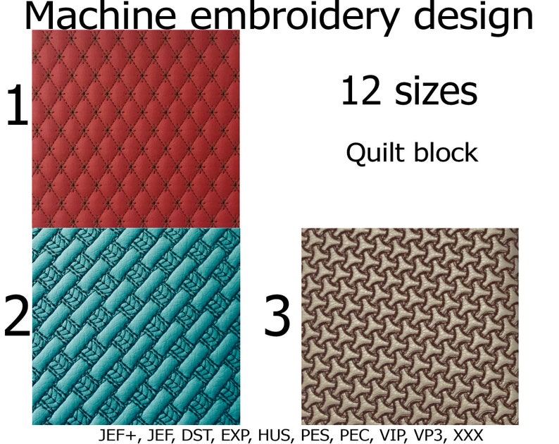 Set Quilt Blocks Embroidery Design Trapunto Machine Embroidery Files 12 ...