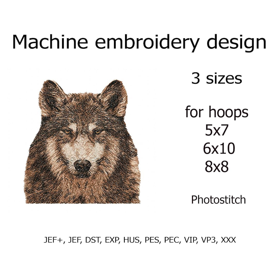 Machine Embroidery Designs Wolf Photostitch Digital File 3 Sizes for ...