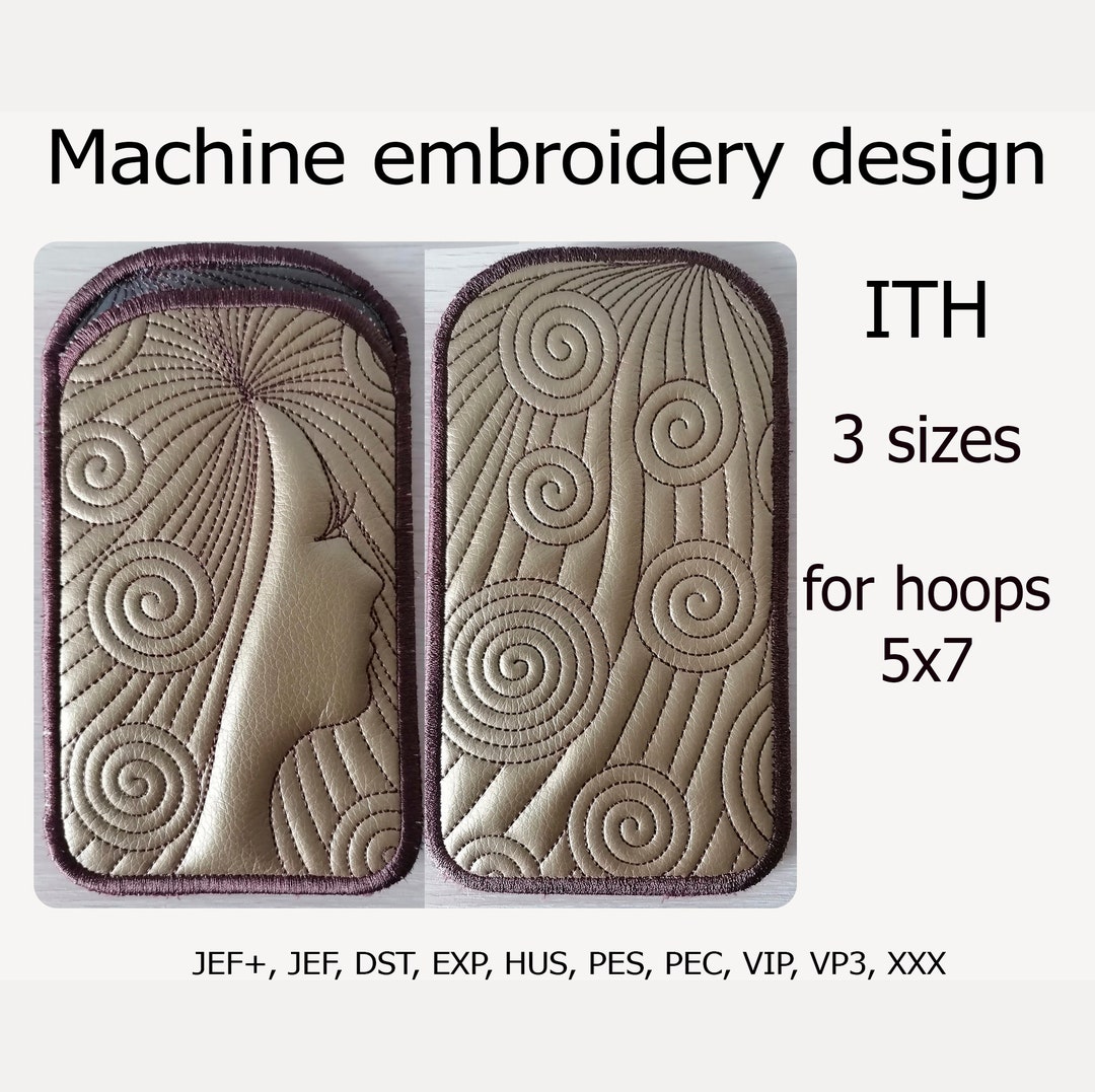 In the Hoop Phone Case Girl and Spirals Embroidery Design Eyeglass Case ...