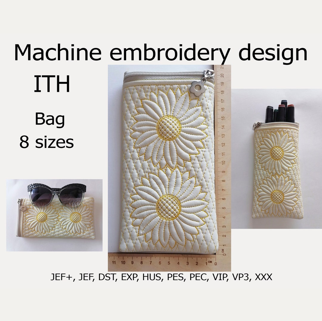 ITH Machine Embroidery Design in the Hoop Bag Sunflower Cosmetic Bag ...