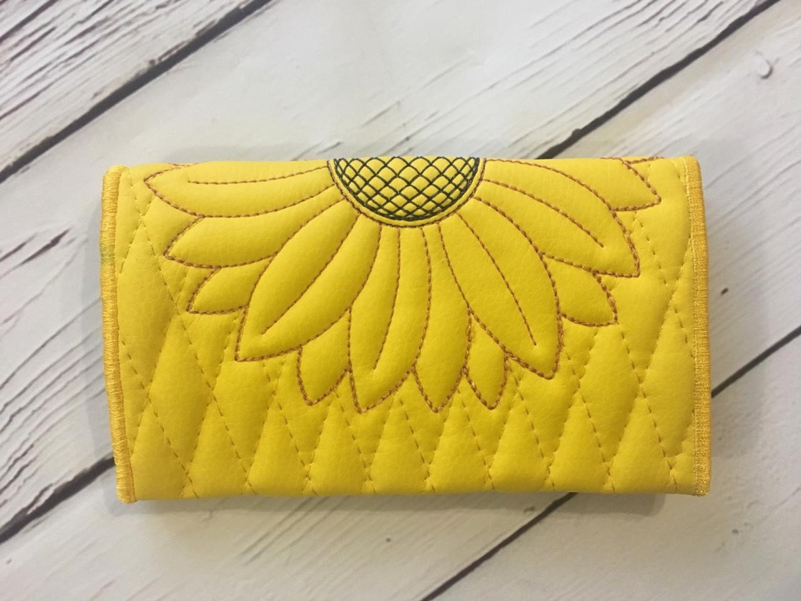 Wallet in the Hoop Sunflower Embroidery Design ITH Purse, Phone Case ...