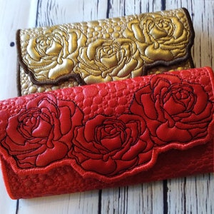 Wallet in the Hoop Rose Embroidery Design ITH Purse, Phone Case, Clutch ...
