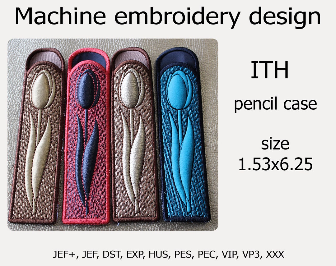 Pencil Case in the Hoop Flower Tulip Embroidery Design Pen Holder ...