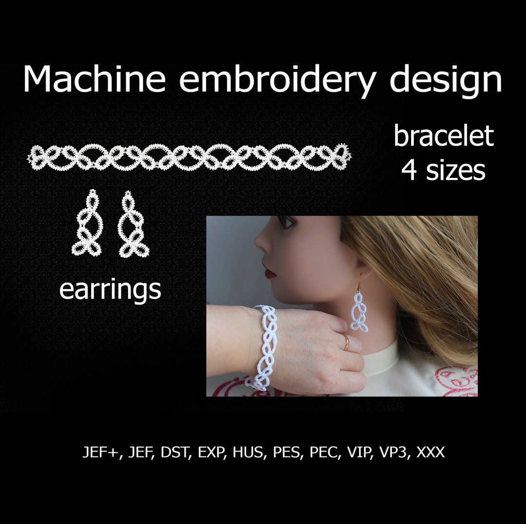 FSL Embroidery Design Bracelet and Earrings Frivolite Freestanding Lace ...