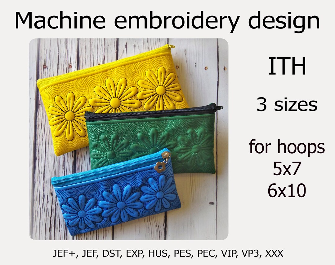 In the Hoop Zipper Bag Flowers Embroidery Design ITH Phone Case ITH ...