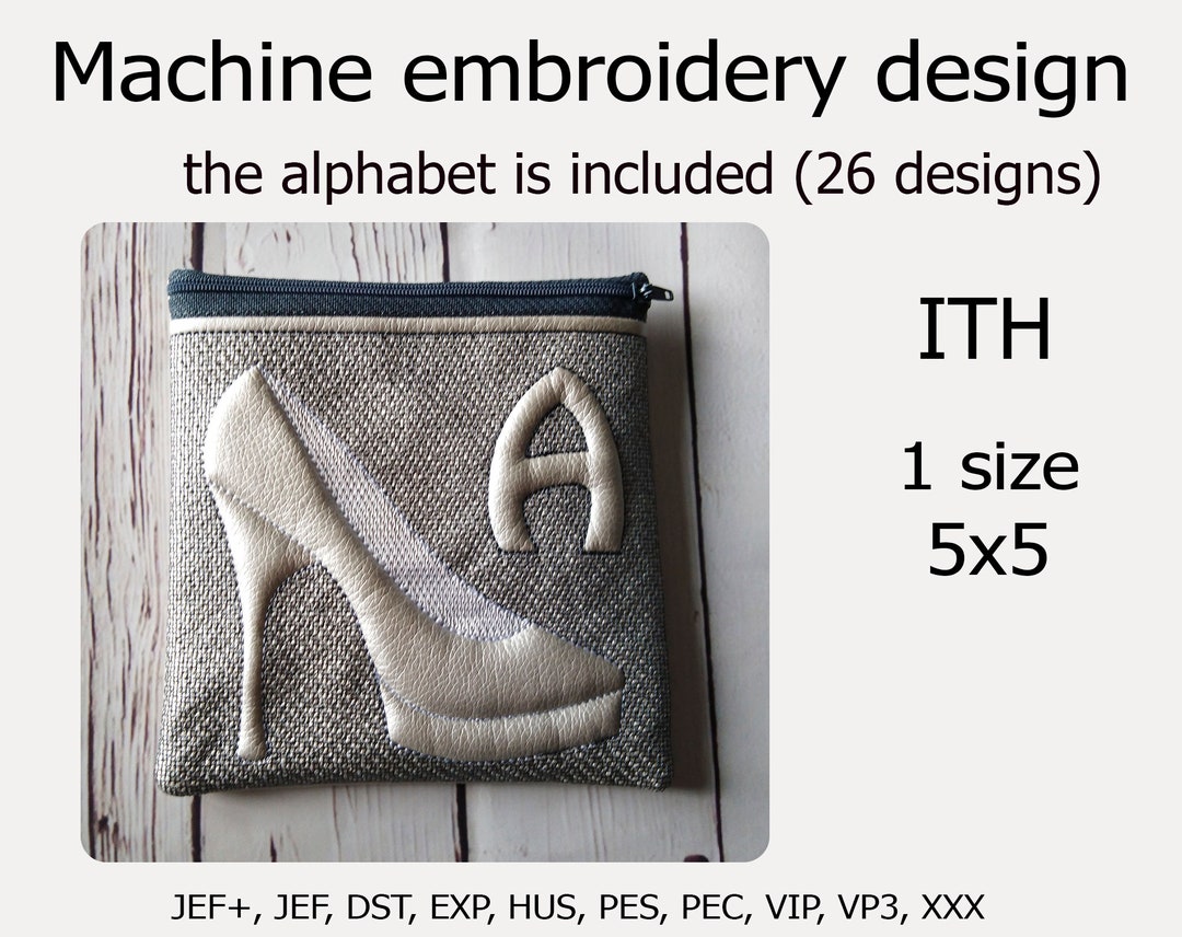 Bag Shoe and Letter in the Hoop Machine Embroidery Design ITH Project ...