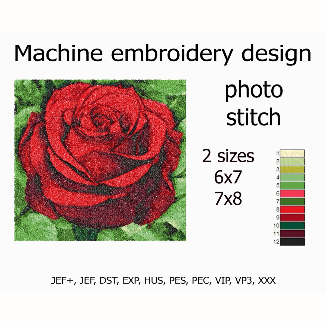 Machine Embroidery Designs Rose Photostitch Digital File - Etsy