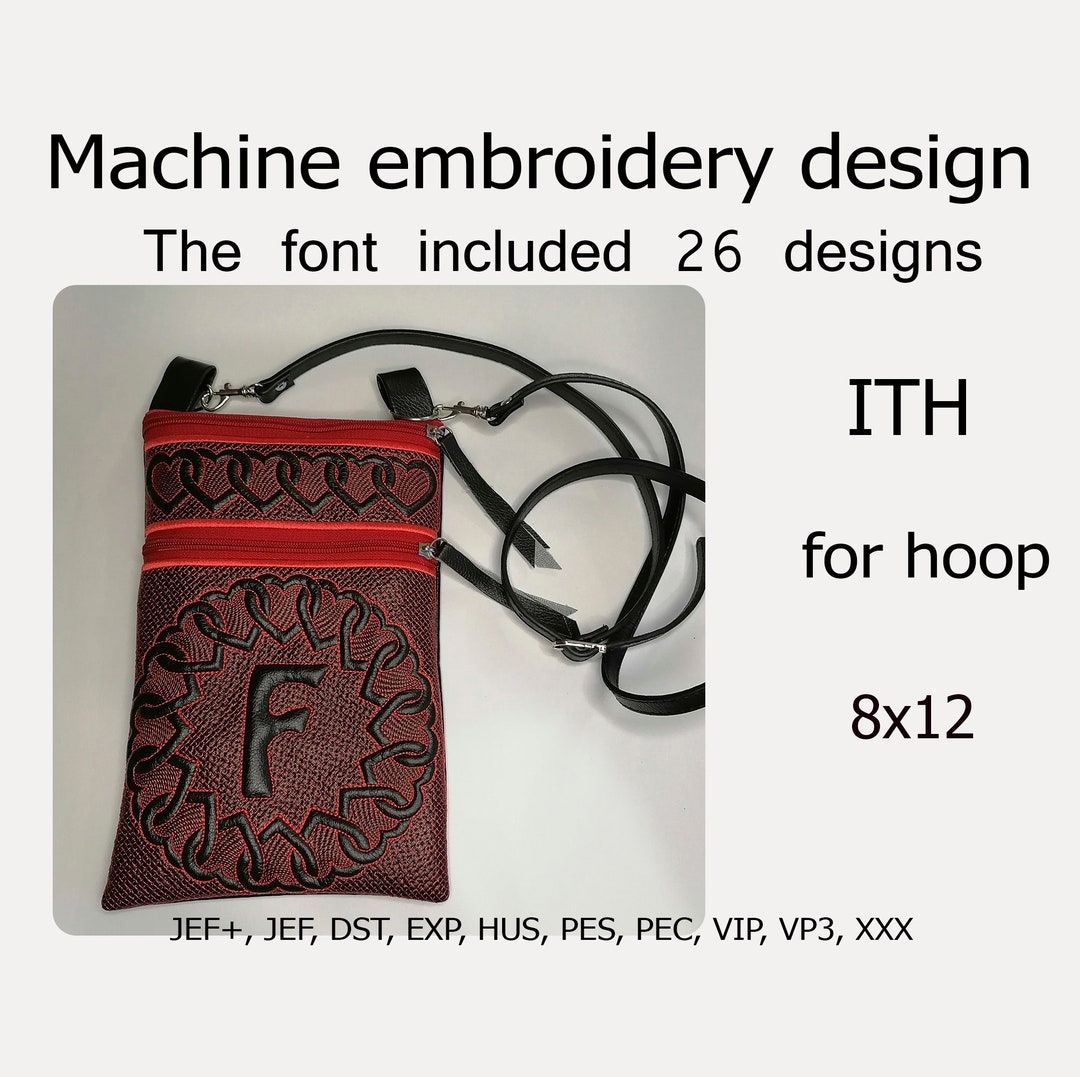 In the Hoop Bag Letter Zipper Bag Embroidery Design ITH Crossbody Bag ...
