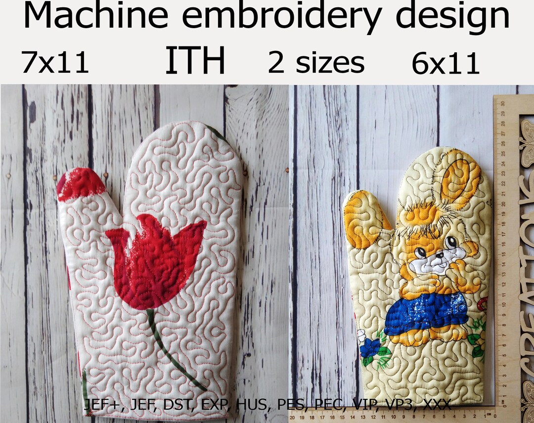 Oven Mitt in the Hoop Pot Holder Machine Embroidery Design ITH ...