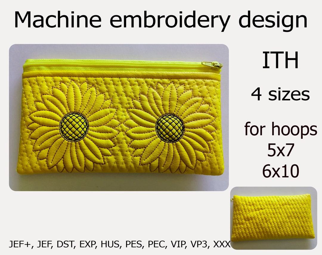 In the Hoop Phone Case Sunflower ITH Zipper Bag Flowers Embroidery ...