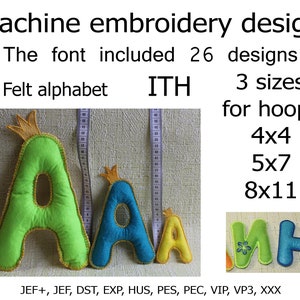 In the Hoop Felt Alphabet With Flower Embroidery Project Toy Embroidery ...