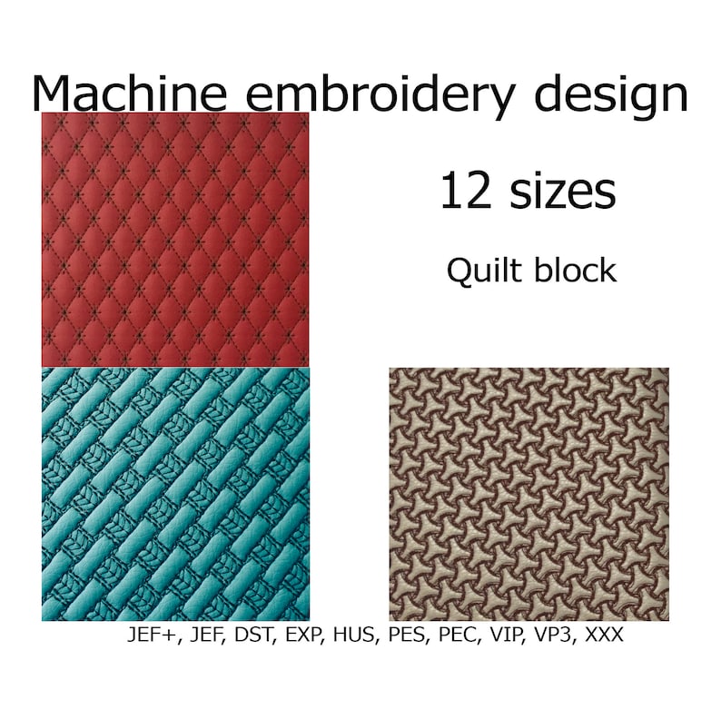 Set Quilt Blocks Embroidery Design Trapunto Machine Embroidery Files 12 ...