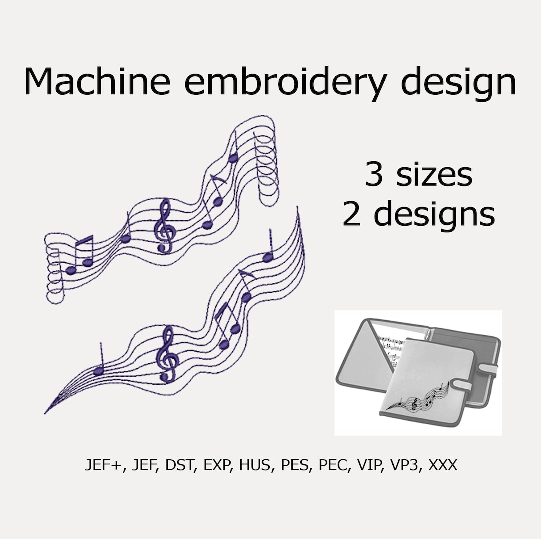 Machine Embroidery Designs Treble Clef Notes Embroidery File - Etsy