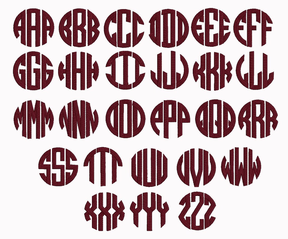 Machine Embroidery Design Circle Monogram 4x4 5x7 6x10 7x12 8x12 - Etsy