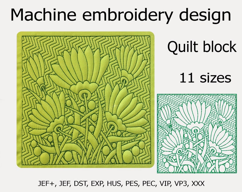 Quilt Block Flowers Machine Embroidery Design Trapunto Embroidery Files ...