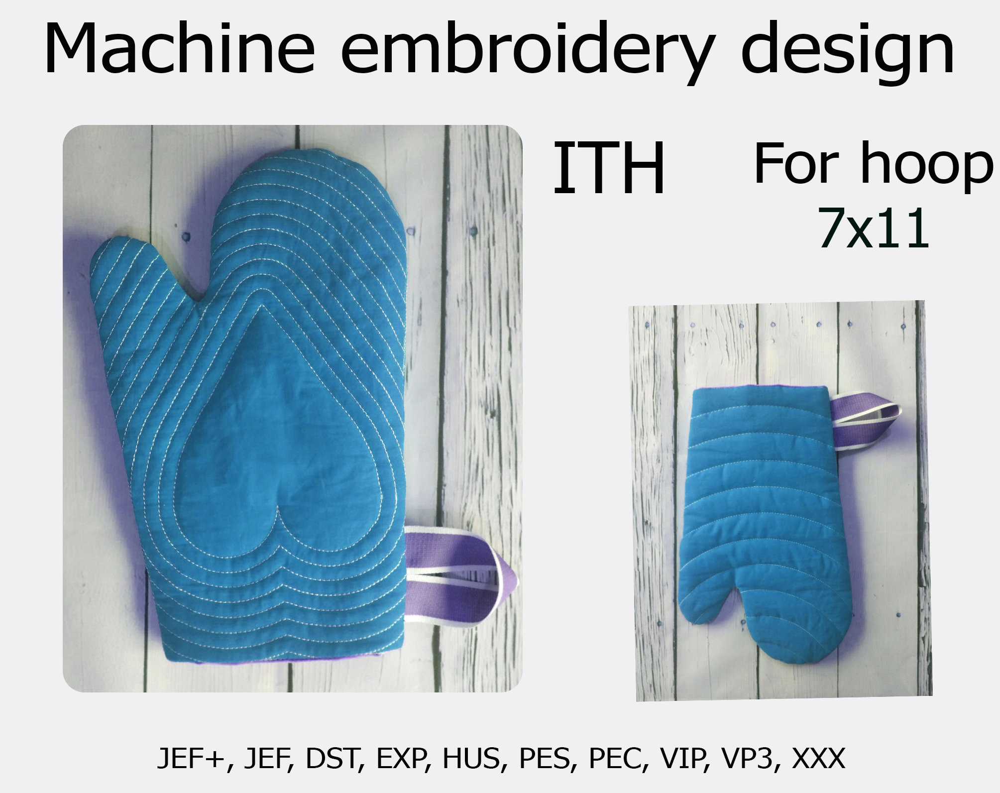 Oven Mitt in the Hoop Pot Holder Heart Machine Embroidery Design ITH ...