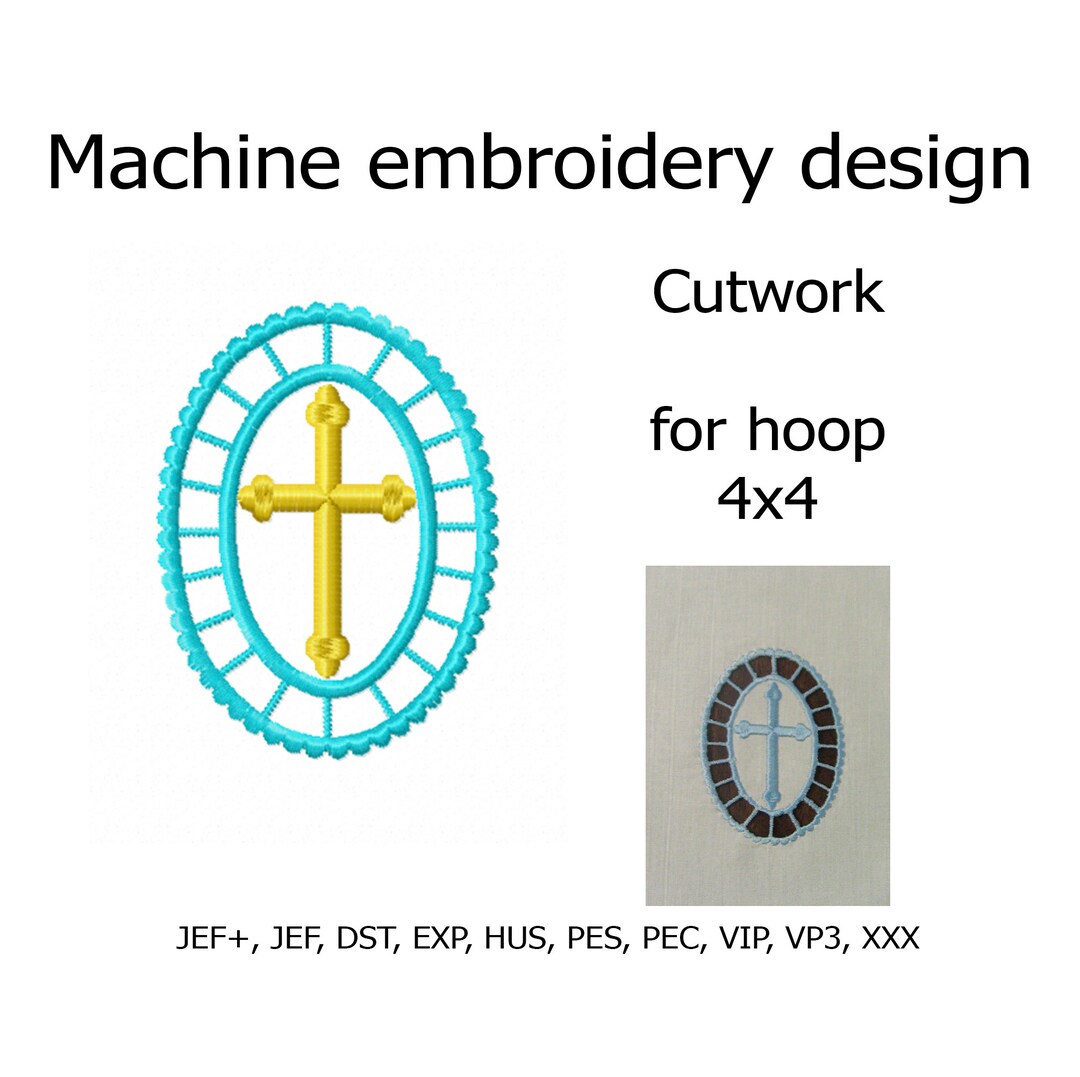 Christian Cross Cutwork Embroidery Design Religious Embroidery for Hoop ...