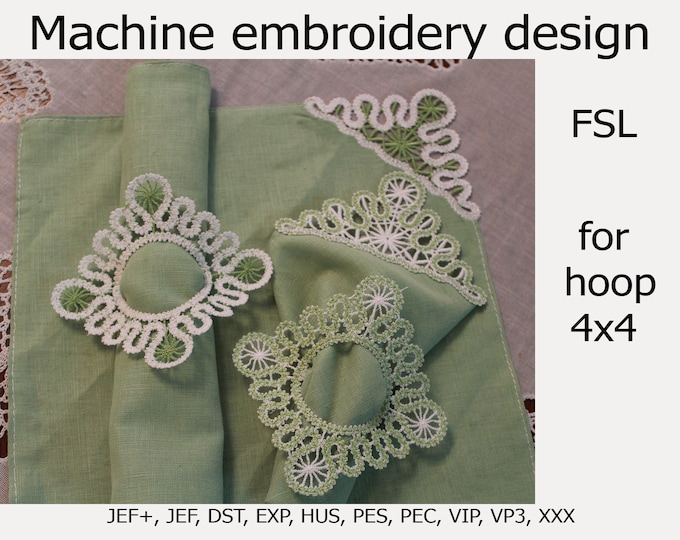 FSL Embroidery Design Napkin Ring and Doily Freestanding Lace ...
