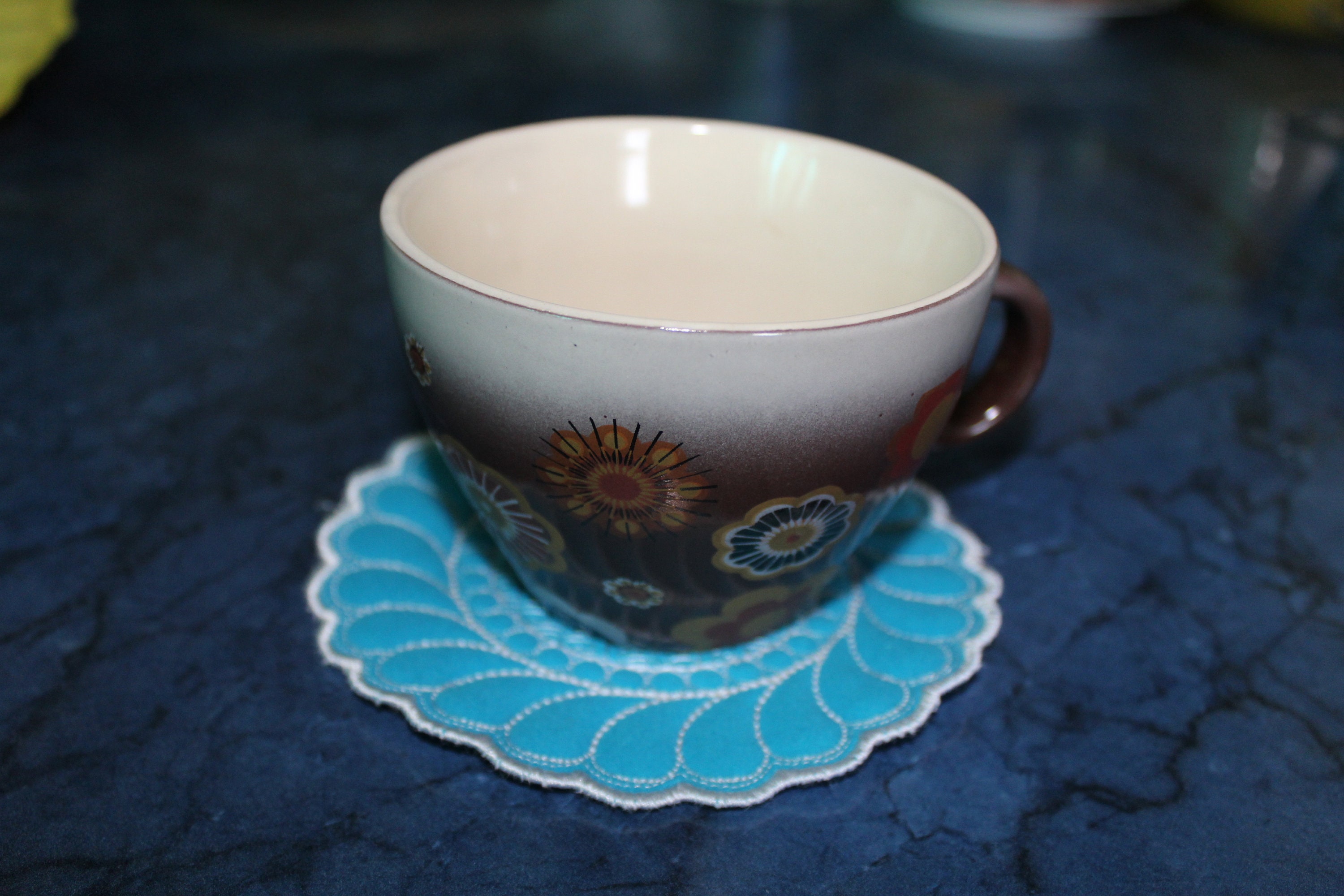 Flower Mug Rug in the Hoop Embroidery Design ITH Coasters - Etsy Australia