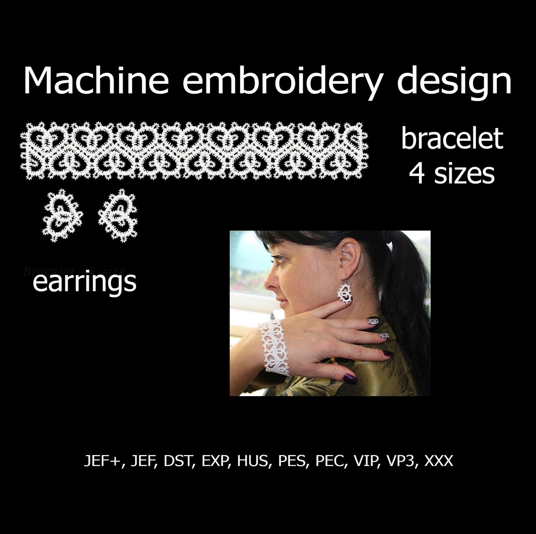 FSL Embroidery Design Bracelet and Earrings Freestanding Lace ...