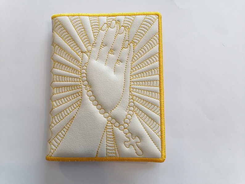 Machine Embroidery Design in the Hoop Cover for Book Hands Rosary Cross ...