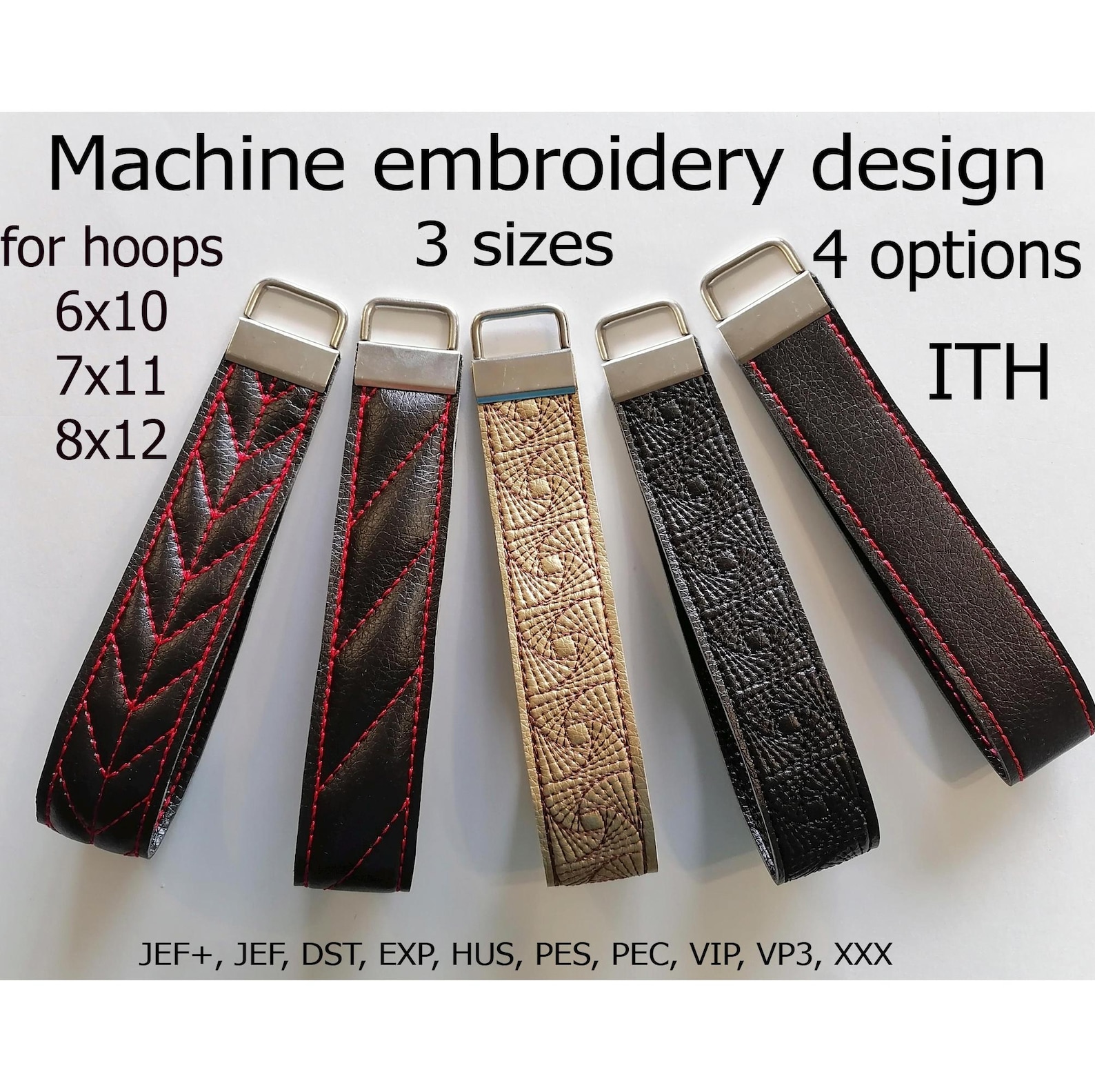 In the Hoop Wristlet Machine Embroidery Design Wrist Straps ITH Key Fob ...