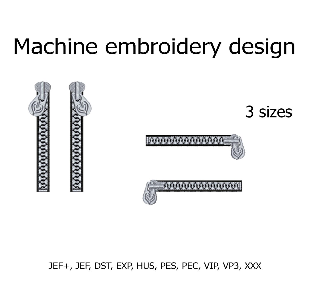 Zipper Embroidery Designs Zip Decor Applique Embroidery File - Etsy