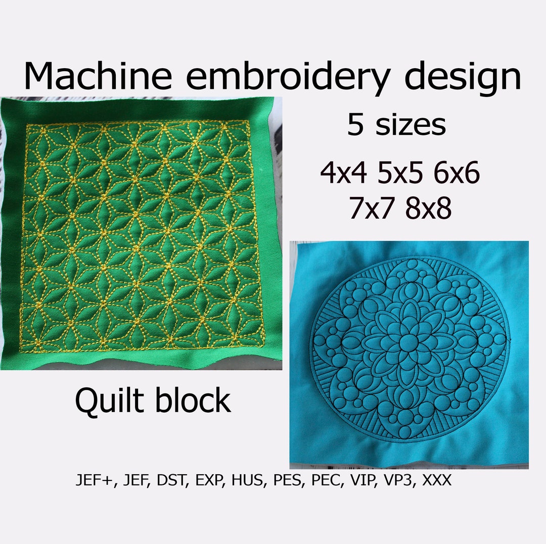Set Quilt Blocks Embroidery Design Trapunto Machine Embroidery Files 5 ...