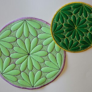 Mug Rug in the Hoop Embroidery Design ITH Coasters Quilting Flower ...