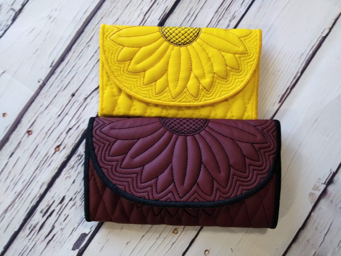Wallet in the Hoop Sunflower Embroidery Design ITH Purse, Phone Case ...