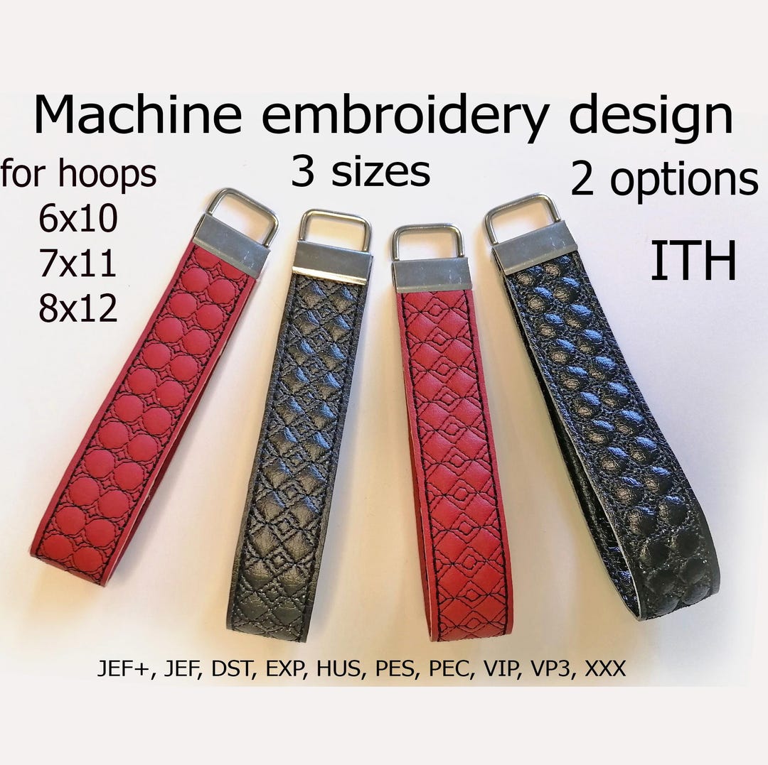 Wristlet Machine Embroidery Design in the Hoop Wrist Straps ITH Key Fob ...