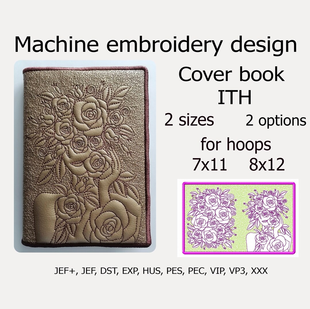 Machine Embroidery Design in the Hoop Cover for Book Girl and Roses ITH ...